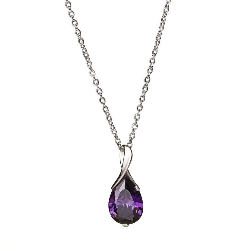 Silver Crystal Drop Amethyst Necklace – MindfulSouls